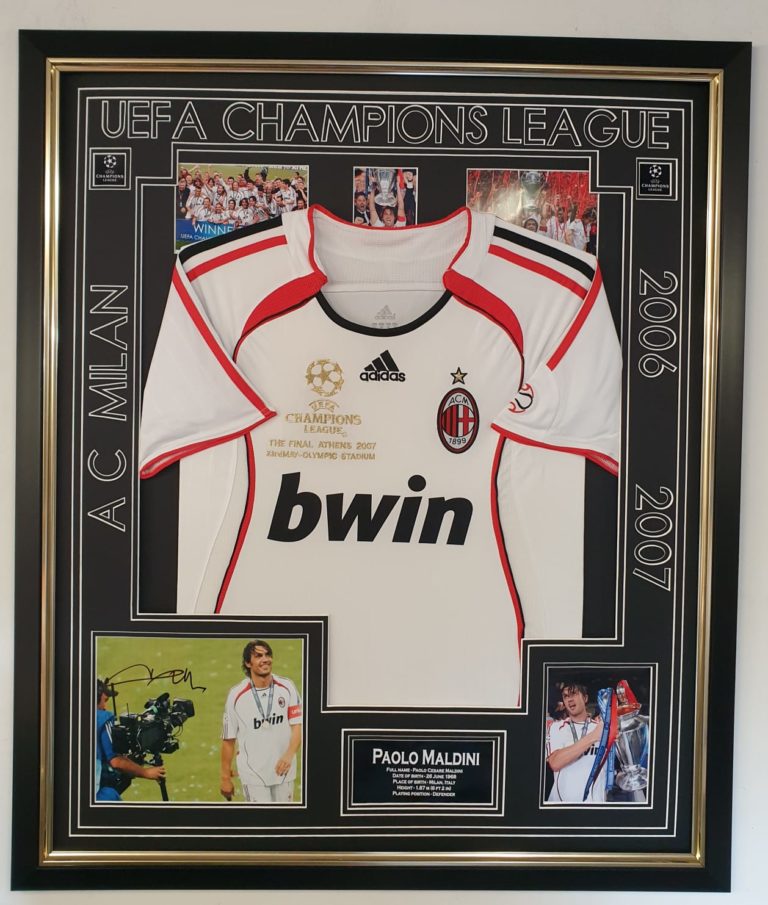 Paolo Maldini Signed Photo with AC Milan Shirt and Photo Collage Framed ...
