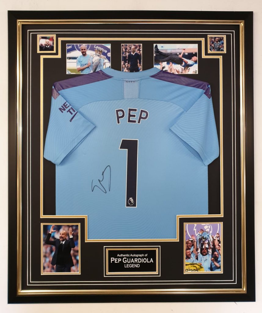 Pep Guardiola Signed Manchester City Shirt Framed – Experience Epic