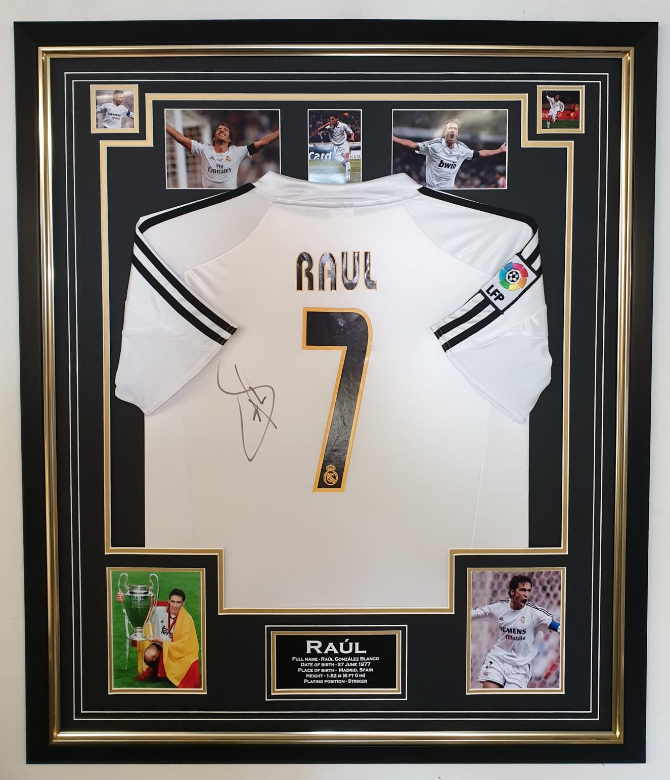 Raul Signed Real Madrid Shirt Framed